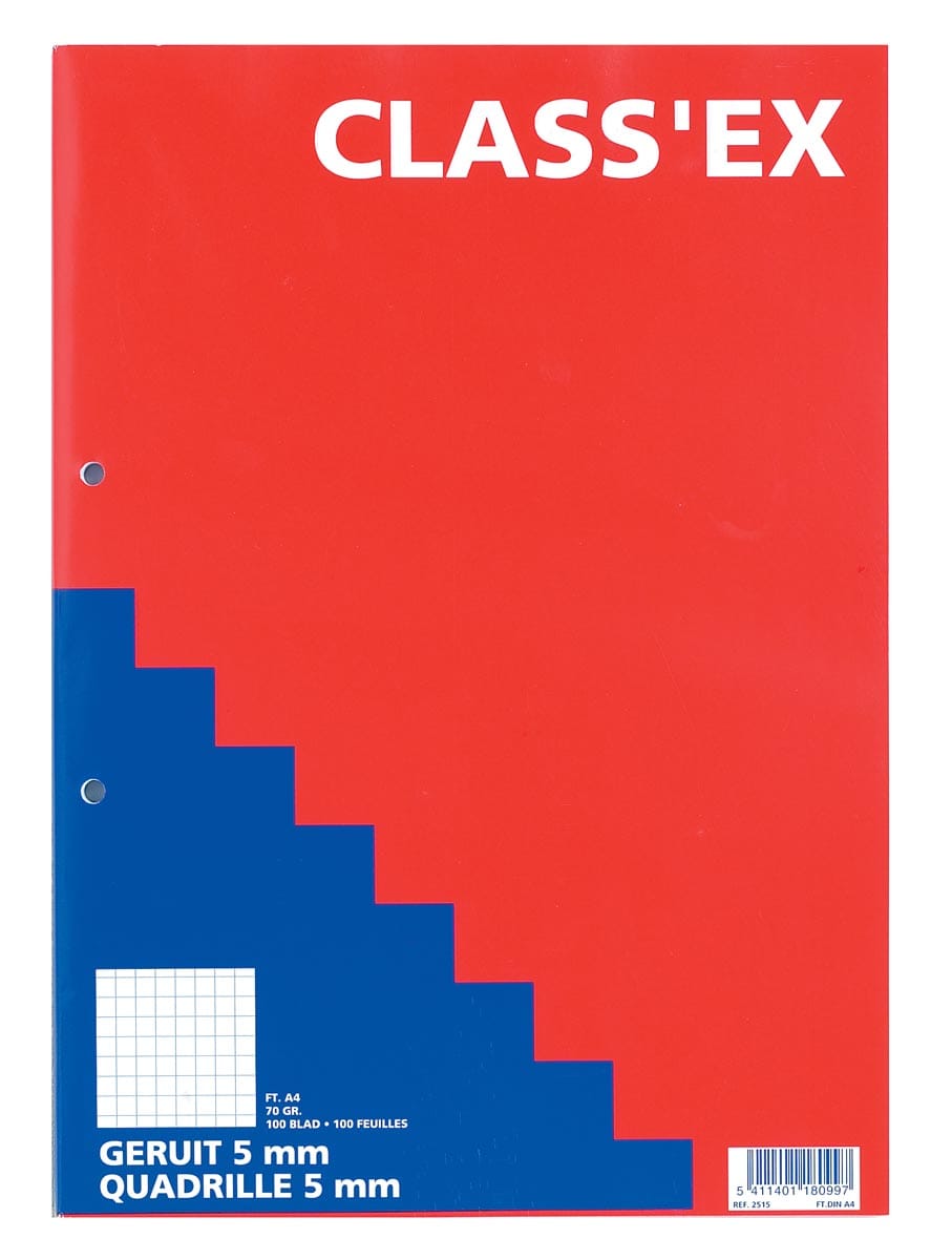Class'ex cursusblok, geruit 5 mm, blok van 100 vel | Portaal Check