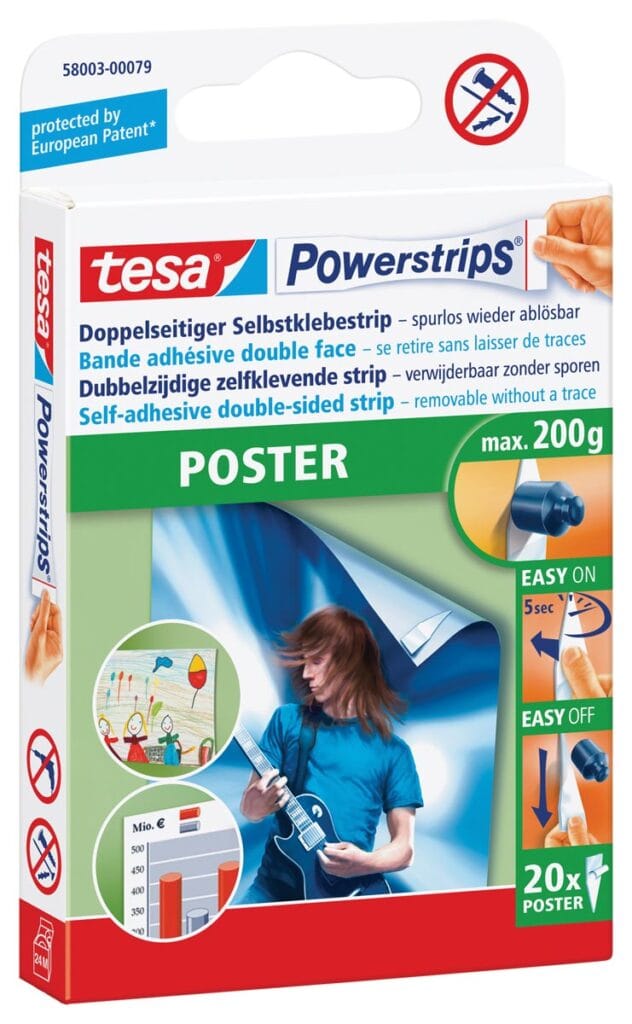 Tesa Powerstrips Poster, draagkracht 200 g, blister van 20 stuks ...
