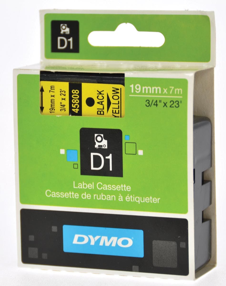 Dymo D1 tape 6 mm, zwart op geel | Portaal Check