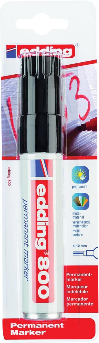 Edding permanent marker 800 zwart, op blister | Portaal Check