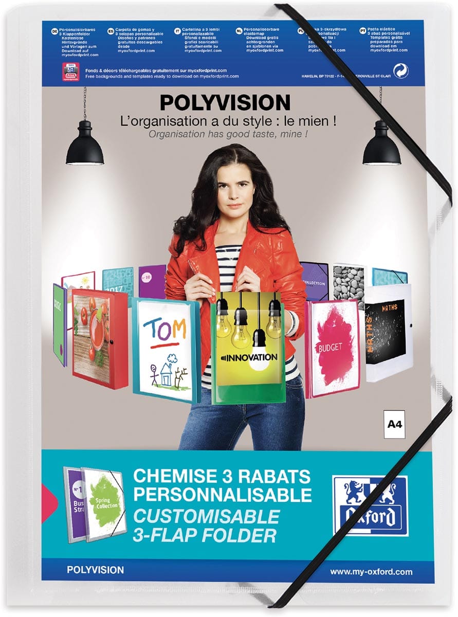 OXFORD Polyvision elastomap, formaat A4, uit PP, transparant | Portaal ...