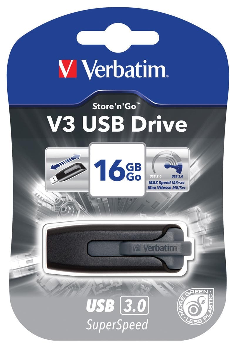 Verbatim V3 USB 3.0 stick, 16 GB, zwart | Portaal Check